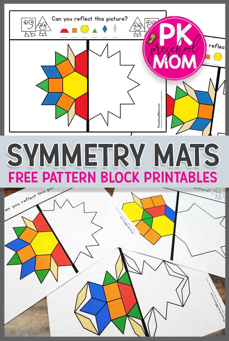 Pattern Block Symmetry Mats - Preschool Mom
